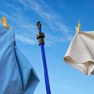 4x 2.6M Telescopic Washing Line Prop Pole Clothesline Garden Clothes ...