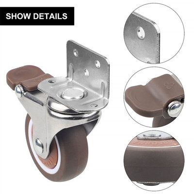 4x 25mm Furniture Small Swivel Caster Wheels with Brake Mounting Plate ...