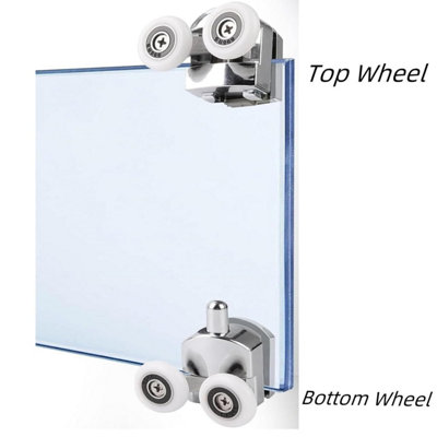 4x 25MM Shower Door Rollers Wheels Runners for Curved Door Top & Bottom ...