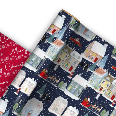 4x 4M Cute Christmas Wrapping Paper Rolls Kids Xmas Gift Wrap Plus 16 ...