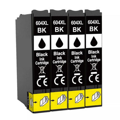 4x 604XL Black Compatible Ink Cartridges