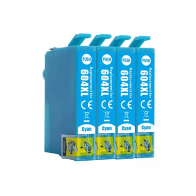 4x 604XL Compatible Cyan Ink Cartridges