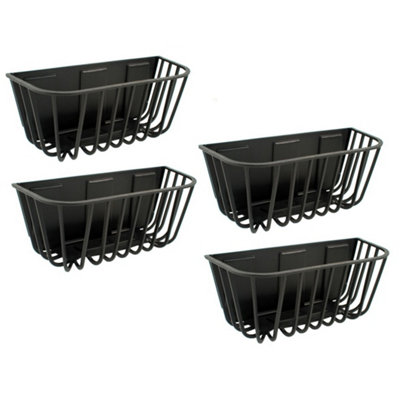 4X 62CM BLACK MANGER WALL TROUGH PLANTER BASKET PLASTIC HAY MANGER ...