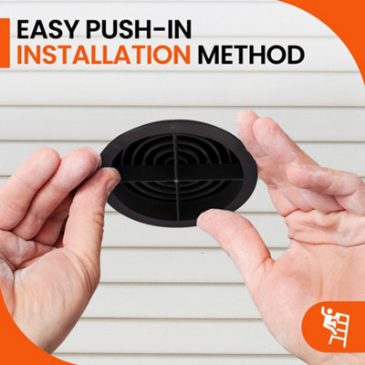 4x 68mm Anthracite Grey Plastic Round Soffit Air Vents UPVC Push-In ...