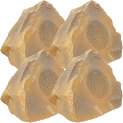 4x 75W 8OHM Realistic Rock Speaker - Sand Stone - Waterproof Outdoor ...