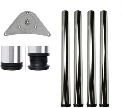 4x Adjustable Steel Table Legs with Mounting Plates, Ideal for Kitchen ...