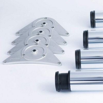 4x Adjustable Steel Table Legs with Mounting Plates, Ideal for Kitchen ...