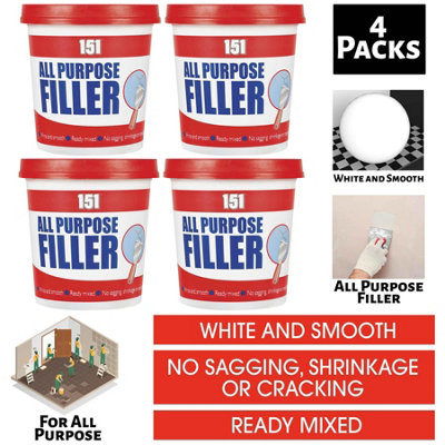 4X ALL PURPOSE FILLER White 600g Smooth Ready Mixed Interior Exterior ...
