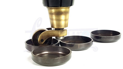 4x ANTIQUE BRASS CASTOR COASTERS FURNITURE GLIDES FLOOR PROTECTOR FOR ...