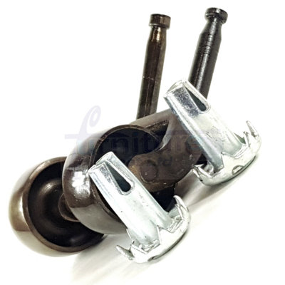 4x ANTIQUE BRASS CASTOR & SOCKET PUSH IN CASTORS 32mm ANTIQUE BRASS ...