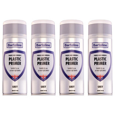 4x Bartoline Plastic Primer Quick Dry Plastic Paint Adhesion Grey ...