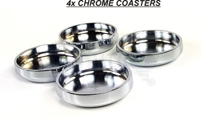 4x CHROME CASTOR COASTERS FURNITURE GLIDES FLOOR PROTECTOR FOR CASTORS ...