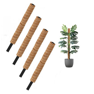 4x Coco Fibre Moss Pole Climbing Plant Support Cane Non Extendable 60cm