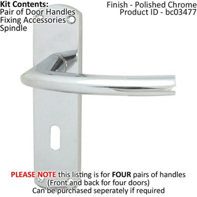 Buy 4x Curved Bar Lever on Lock Backplate Oval Profile 170 x 42mm ...