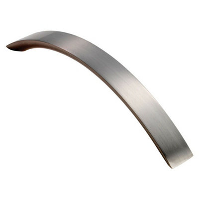 4x Curved Convex Grip Pull Handle 141 x 14mm 128mm Fixing Centres Satin ...