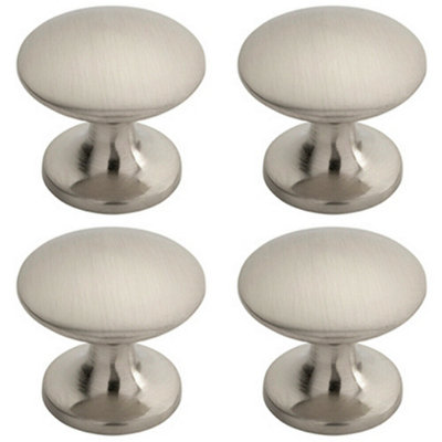 4x Fingertip Cabinet Door Knob 30mm Diameter Satin Nickel Cupboard ...
