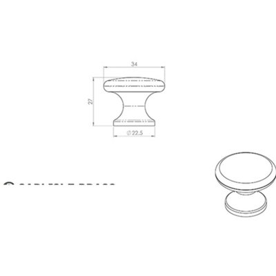 4x Flat Faced Round Door Knob 34mm Diameter Antique Brass Small Cabinet ...