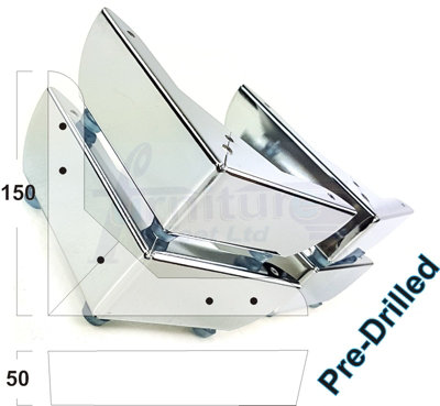 4x FURNITURE FEET METAL CHROME FURNITURE LEGS SOFAS CHAIRS STOOLS 50mm ...