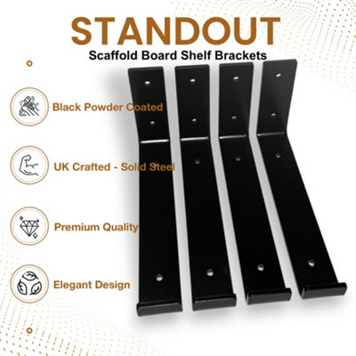 4x Heavy Duty Industrial Shelf Brackets, Rustic Scaffold Board Brackets ...