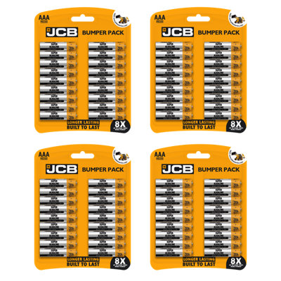 4X JCB AAA ALKALINE BATTERIES - BUMPER PACK OF 18