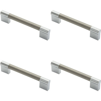 4x Keyhole Bar Pull Handle 140 x 14mm 128mm Fixing Centres Satin Nickel ...