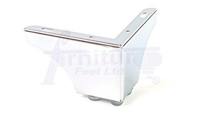 4x Metal Furniture Legs 70mm High Chrome Feet PreDrilled Self Fixing ...