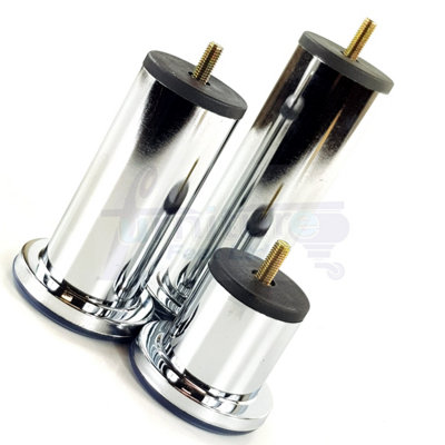 4x Metal Furniture Legs Chrome Feet M8(8mm) Chairs Sofas Stools Beds ...