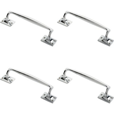 4x One Piece Door Pull Handle 250mm Length 54mm Projection Polished Chrome