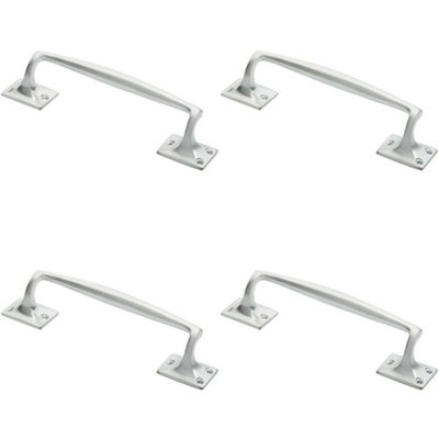 4x One Piece Door Pull Handle 250mm Length 54mm Projection Satin Chrome ...