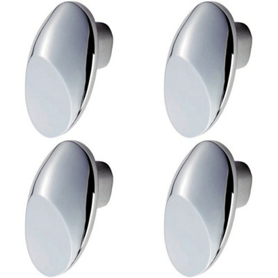 4x Oval Crescent Cupboard Door Knob 34mm Diameter Polished Chrome ...