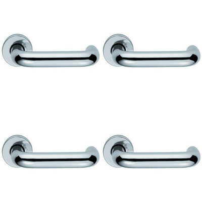 4x PAIR 22mm Round Bar Safety Lever Concealed Fix Round Rose Polished ...