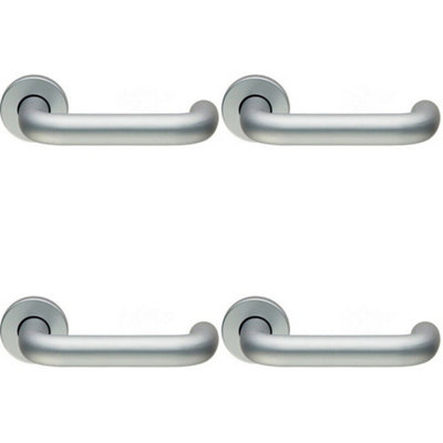 4x PAIR 22mm Round Bar Safety Lever on Round Rose Concealed Fix Satin ...