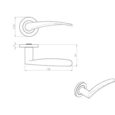 4x PAIR Angular Design Curved Handle Concealed Fix Round Rose Satin Steel