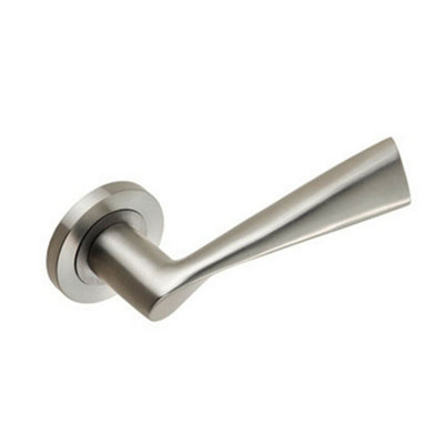 4x PAIR Angular Design Handle on Round Rose Concealed Fix Satin ...
