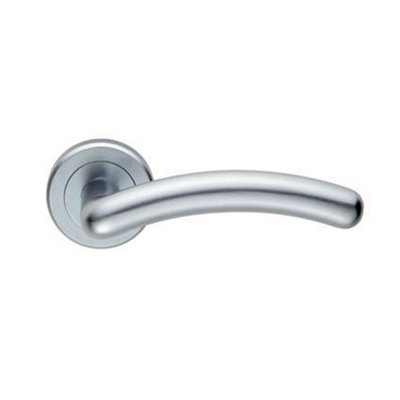 4x PAIR Arched Round Bar Handle on Concealed Fix Round Rose Satin Chrome
