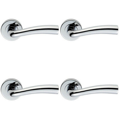 4x PAIR Curved Flowing Flared Handle Concealed Fix Round Rose Polished ...