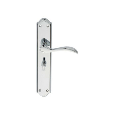 4x PAIR Curved Handle on Long Bathroom Backplate 245 x 45mm Polished Chrome