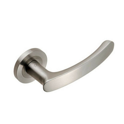 4x PAIR Curved Handle with Rounded Ends Concealed Fix Round Rose Satin ...