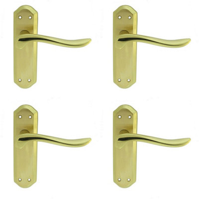 4x PAIR Curved Lever on Sculpted Latch Backplate 180 x 48mm Satin ...