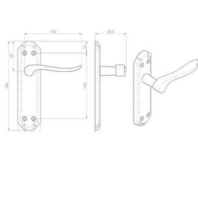 4x PAIR Curved Lever on Sculpted Latch Backplate 180 x 48mm Satin ...