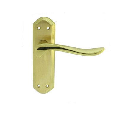 4x PAIR Curved Lever on Sculpted Latch Backplate 180 x 48mm Satin ...