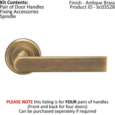 4x PAIR Flat Rectangular Bar Handle on Round Rose Concealed Fix Antique ...