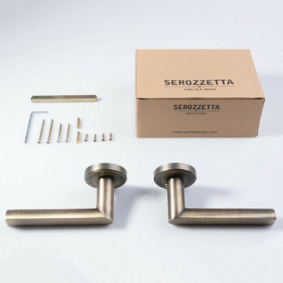 4x PAIR Flat Rectangular Bar Handle on Round Rose Concealed Fix Antique ...