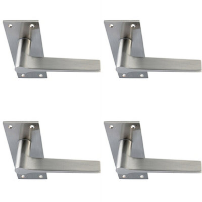 4x PAIR Flat Straight Handle on Slim Lock Backplate 150 x 50mm Satin ...