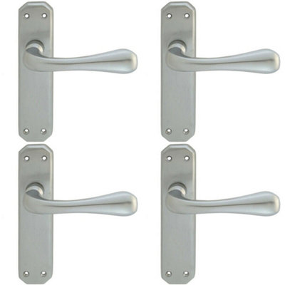 4x PAIR Heavy Duty Handle on Angular Latch Backplate 180 x 40mm Satin ...