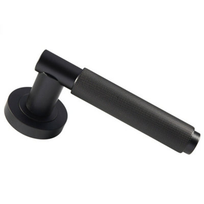 4x PAIR Knurled Grip Round Bar Handle on Round Rose Concealed Fix Matt ...