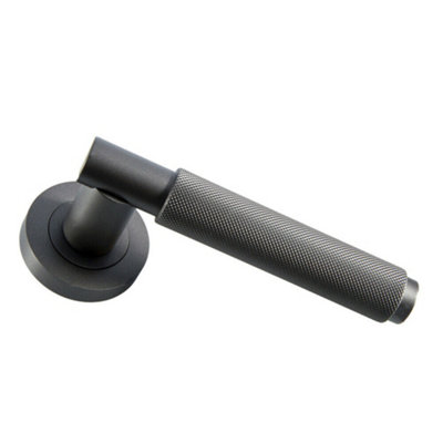 4x PAIR Knurled Grip Round Bar Handle on Round Rose Concealed Fix Matt ...