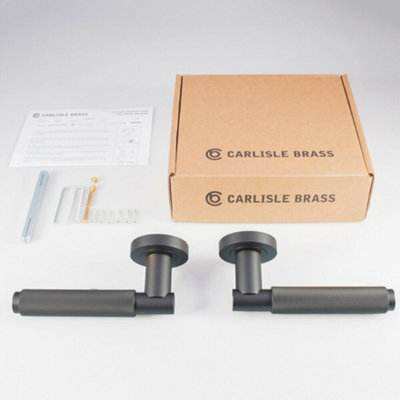 4x PAIR Knurled Grip Round Bar Handle on Round Rose Concealed Fix Matt ...