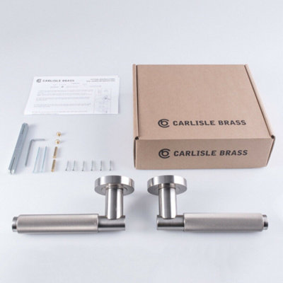 4x PAIR Knurled Grip Round Bar Handle on Round Rose Concealed Fix Satin ...