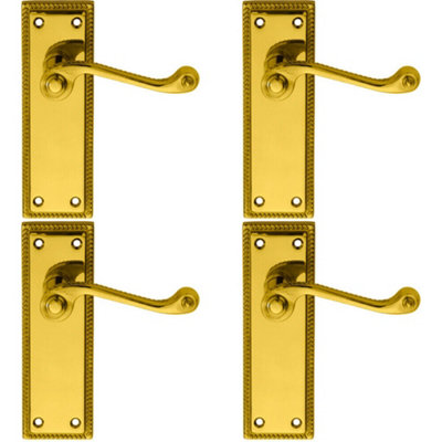 4x PAIR Reeded Design Scroll Lever on Latch Backplate 150 x 48mm ...